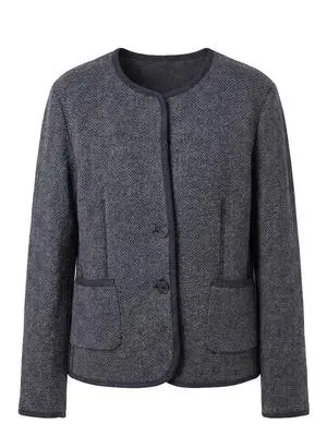 Max Mara Herringbone Long Sleeve Jacket - Blue