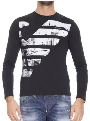 Emporio Armani Long-sleeved Printed T-shirt - Black