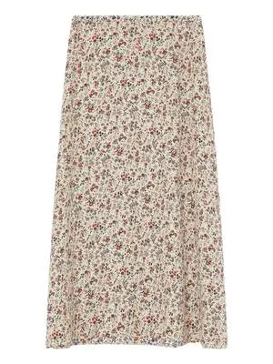 Loro Piana Floral Print Midi Skirt - Nude