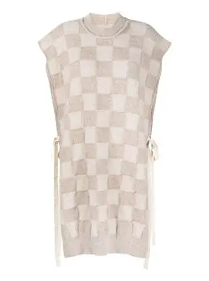 UMA WANG Checkerboard Knitted Vest - Nude
