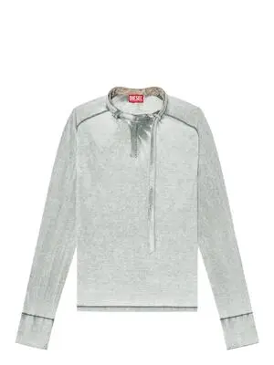 DIESEL® Ribbed Cut-out Knitted Sweater - Grey