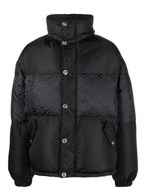 Versace Logo Padded Long Sleeve Jacket - Black