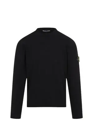 Stone Island Logo Patch Crewneck Sweatshirt - Black