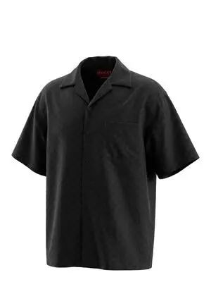 Gucci Gg Faille Collared Short-sleeve Shirt - Black