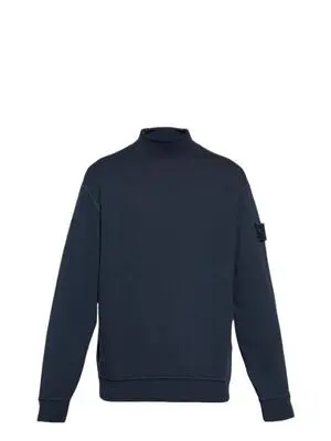 Stone Island High Neck Sweatshirt With Embroidered Logo - Blue