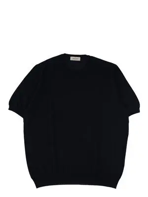 GRAN SASSO Short Sleeve Crew Neck Sweater - Black