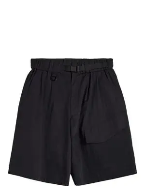 Y3 Wide Leg Shorts With Mesh Inserts And Flap Pocket - Black