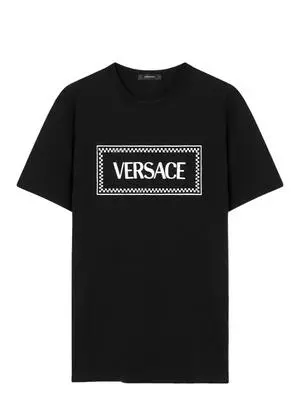 Versace Logo Printed Crewneck T-shirt - Black