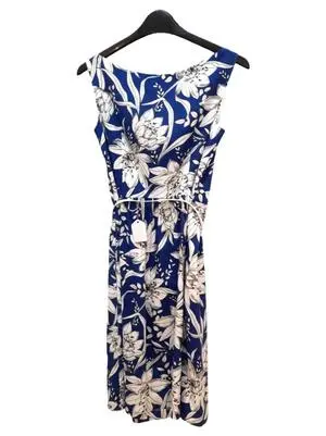 Max Mara Round Neck Sleeveless Graphic Print Midi Dress - Multicolor
