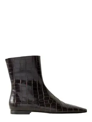 TOTEME Square-toe Ankle Boots - Dark Brown