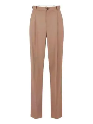 Elisabetta Franchi Gabardine Pleated Trousers - Brown