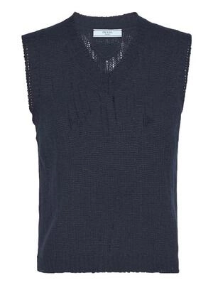 Prada V-neck Knitted Vest - Blue