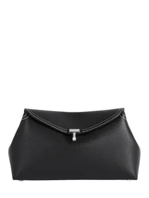 TOTEME Logo Plaque Foldover Top Handle Bag - Black