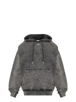 Off-White Logo Printed Drawstring Hoodie - Black