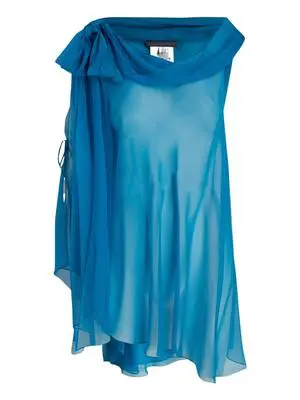 Alberta Ferretti Sleeveless Top With Knotted Shoulder Detail - Green-blue