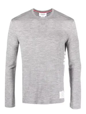 Thom Browne Logo Patch Crewneck Jumper - Light Gray
