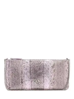 PINKO Pinko Galleria Horizontal Flat Crossbody Bag In Glittery Reptile Leather