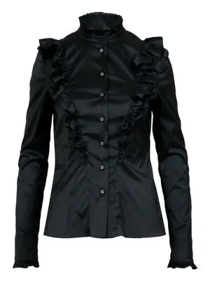 Philosophy Di Lorenzo Serafini Philosophy Di Lorenzo Serafini Ruffled High Neck Shirt Black