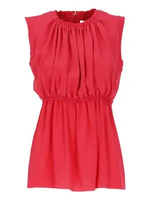 LANVIN Sleeveless Ruched Blouse - Red