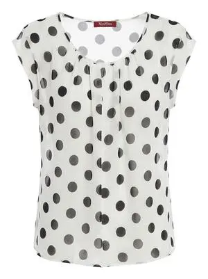 Max Mara Polka Dot Crew Neck Top - Gray