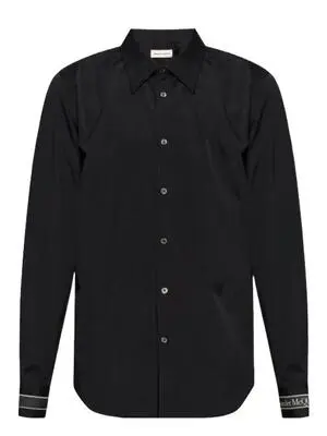 Alexander McQueen Logo-strap Buttoned Poplin Shirt - Black