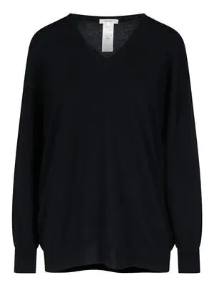 THE ROW Long-sleeved V-neck Sweater - Black
