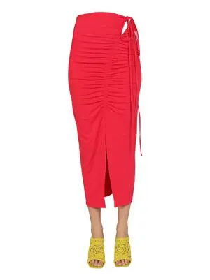 SELF-PORTRAIT Self-Portrait Ruched Drawstring Midi Skirt
