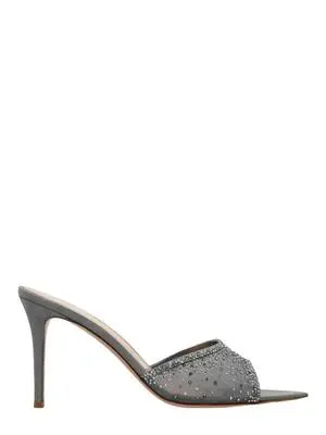 GIANVITO ROSSI 85mm Rania Crystal-embellished Heeled Mules - Gray