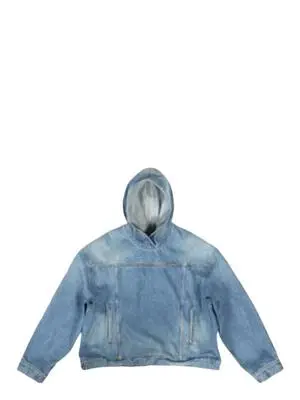 Balenciaga Oversized Hooded Denim Jacket - Blue
