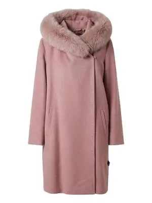 Max Mara Long Hooded Coat With Waist Straps - Nude