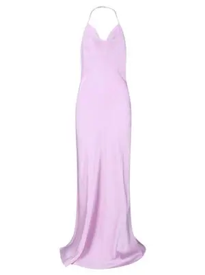 Stella McCartney Satin Maxi Gown With Draped Neckline - Pink