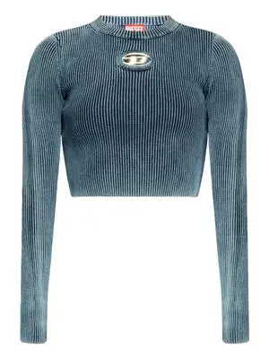 DIESEL® Ribbed Cut-out Long Sleeve Top - Blue