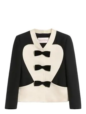 Valentino Garavani Bow Detail Jacket - Black/soft Beige