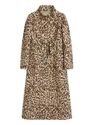 Valentino Garavani Animalier Print Double-breasted Cloth Coat - Brown