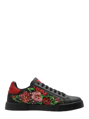 Dolce & Gabbana Floral Printed Low-top Sneakers - Black