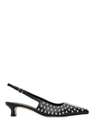 AeydĒ Catrina Studded Leather Slingback Pumps - Black