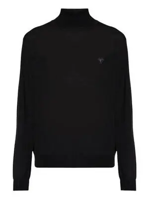 Versace Medusa Embroidered Turtleneck Jumper - Black
