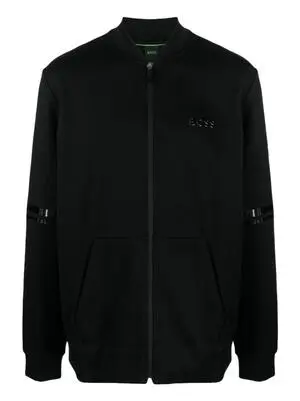 Hugo Boss Logo-print Cotton Baseball Collar Jacket - Black