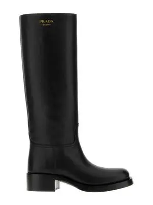 Prada Round-toe Knee-high Boots - Black