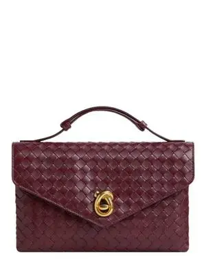 Bottega Veneta Intrecciato Knot Lock Crossbody Bag - Barolo