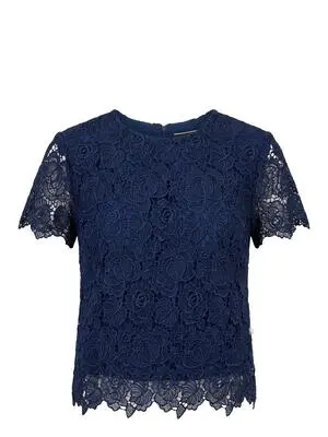 Sportmax Short Sleeve Lace Top - Black