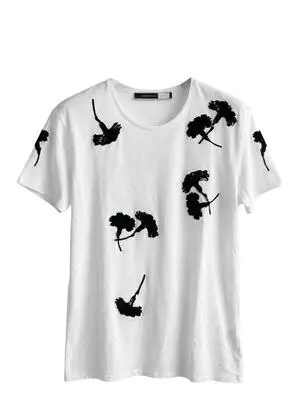 Sportmax Short Sleeve T-shirt With Floral Embellishment - Gray