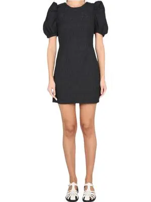 Baum Und Pferdgarten Puff Sleeve Dress With Open Back And Tie Details - No
