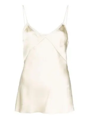 N.21 Spaghetti Strap Lace Trim Halter Top - White