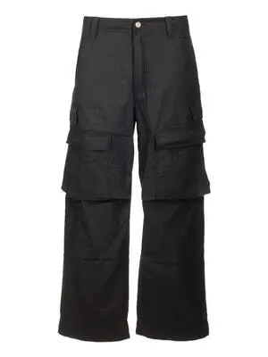 PURPLE BRAND Waxed Cotton Cargo Pants - Black