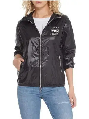 Armani Exchange Hooded Zip-up Jacket - Black