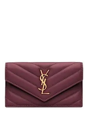 Saint Laurent Cassandre Matelassé Card Case - Red