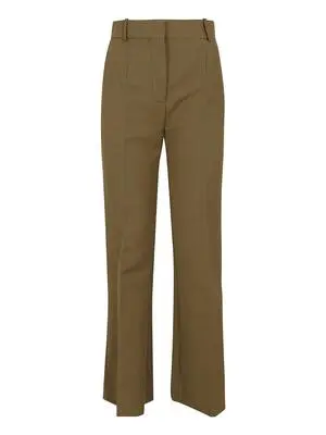 Victoria Beckham Pressed Crease Flared Trousers - Green