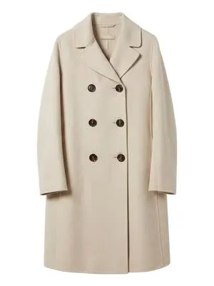 Max Mara Double-breasted Long Sleeve Coat - White