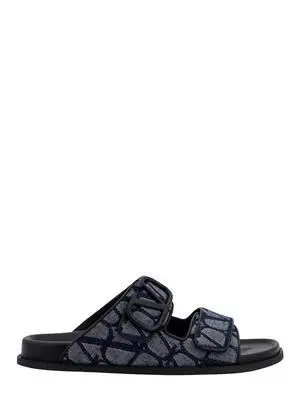 Valentino Garavani Vlogo Plaque Slip-on Sandals - Black